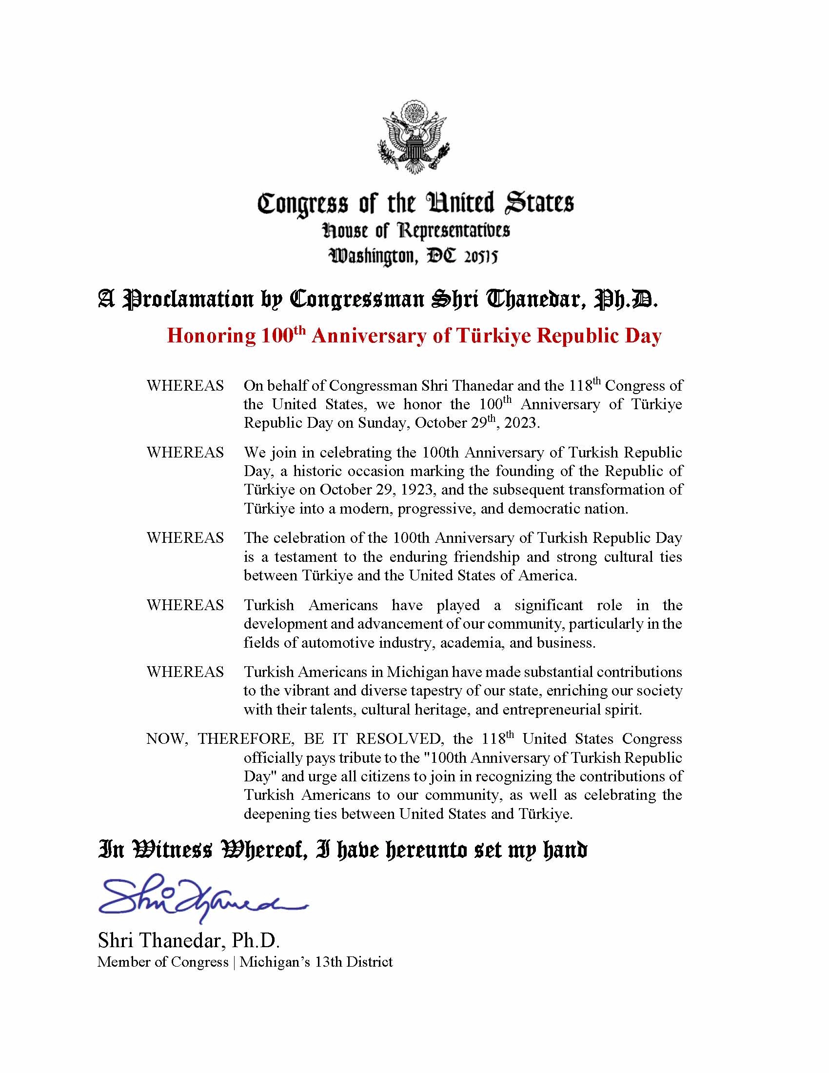 Proclamations and Recognitions – TACAM